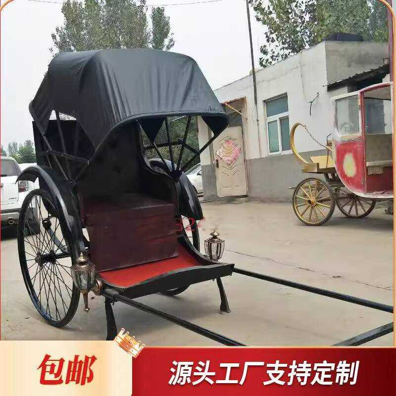 Antique Style Human-Pulled Electric Old Shanghai Yellow Rickshaw Double ...