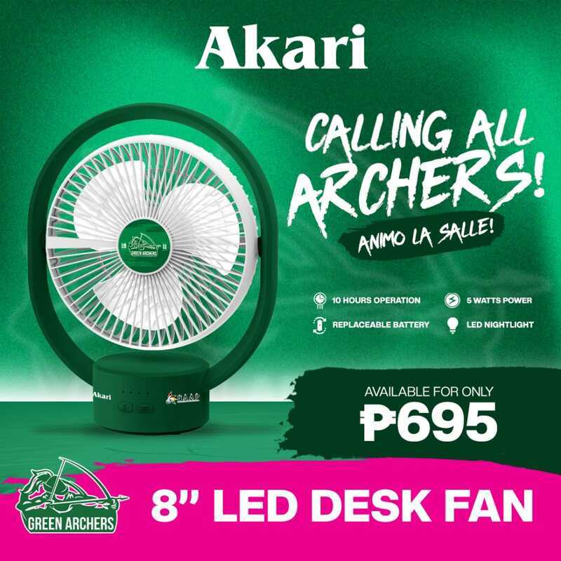 AKARI X UAAP [ DE LA SALLE ] - 8" Rechargeable Elliptical Fan W/ LED ...