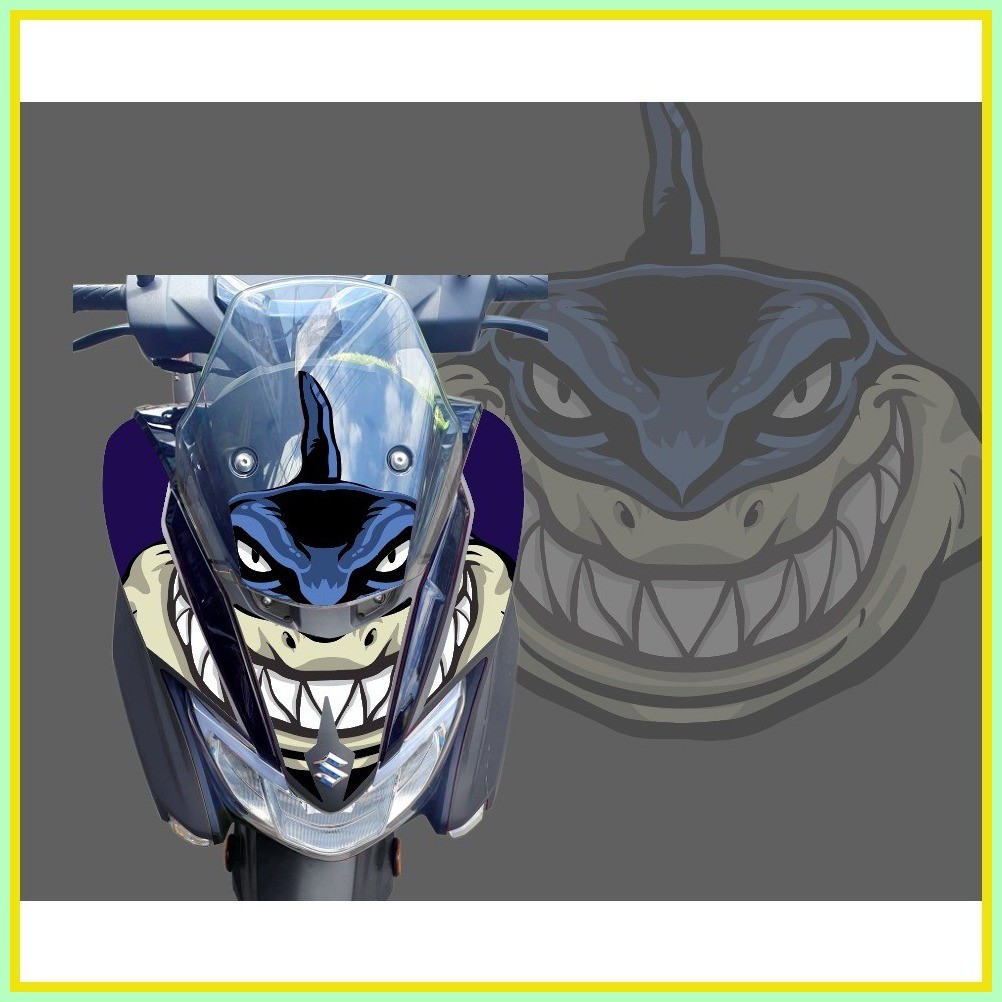 Burgman Decals Front View Set: Shark design, laminated, waterproof ...