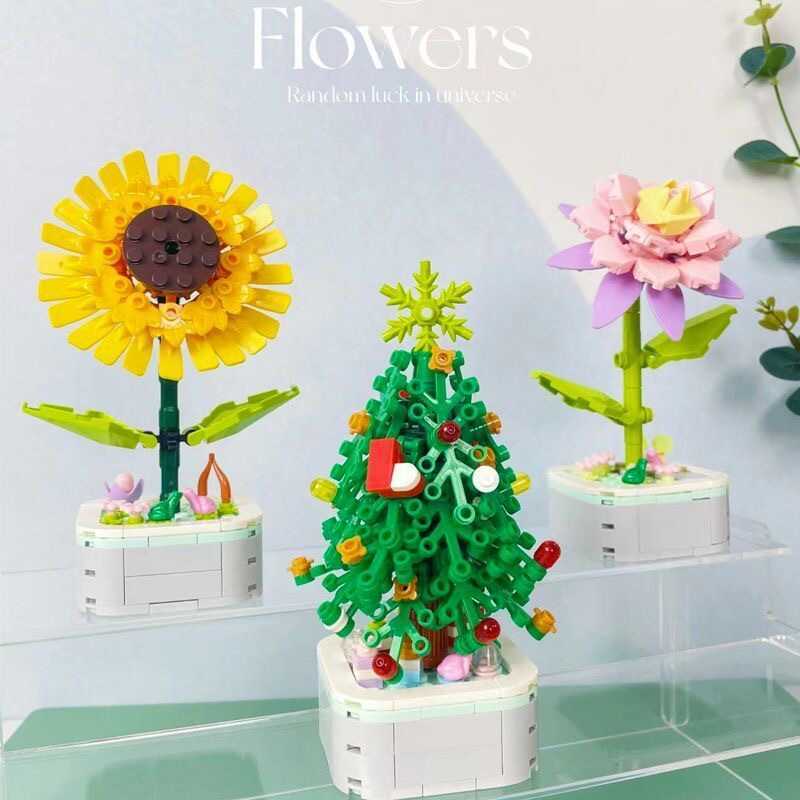 Creative Potted Plant Building Blocks Preserved Flower Small Particles ...