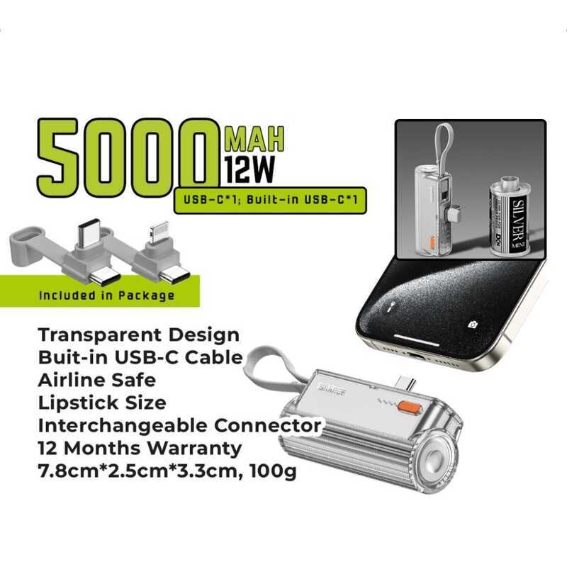 Shargeek Sharge Mini emergency mAh Powerbank self cable mobile power ...