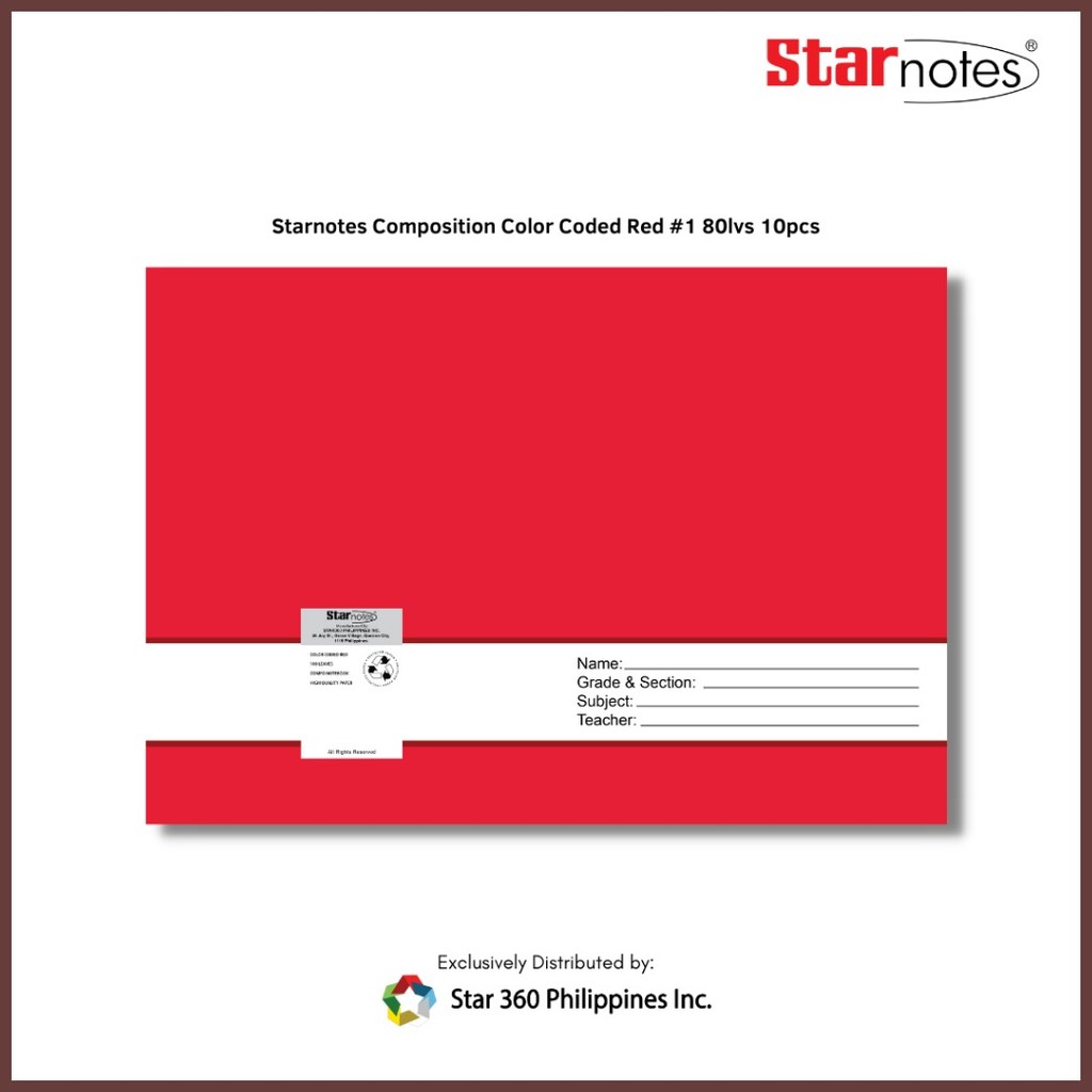 Starnotes Composition Single Color Coded Notebooks (10pcs) | Shopee ...