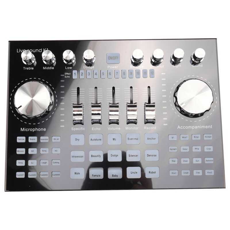 K1 Live Sound Card Portable Bluetooth Profession Adjustable Volume Audio For Music Recording ...