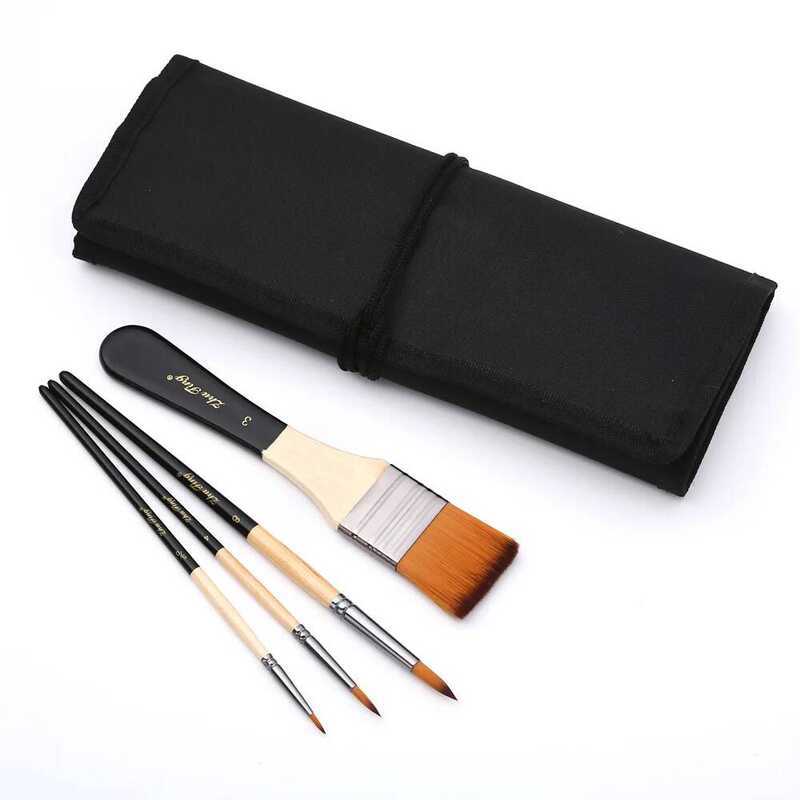 18 Pcs Nylon Wool Paint Brush Set For Watercolor Acrylic Canvas, Multi ...