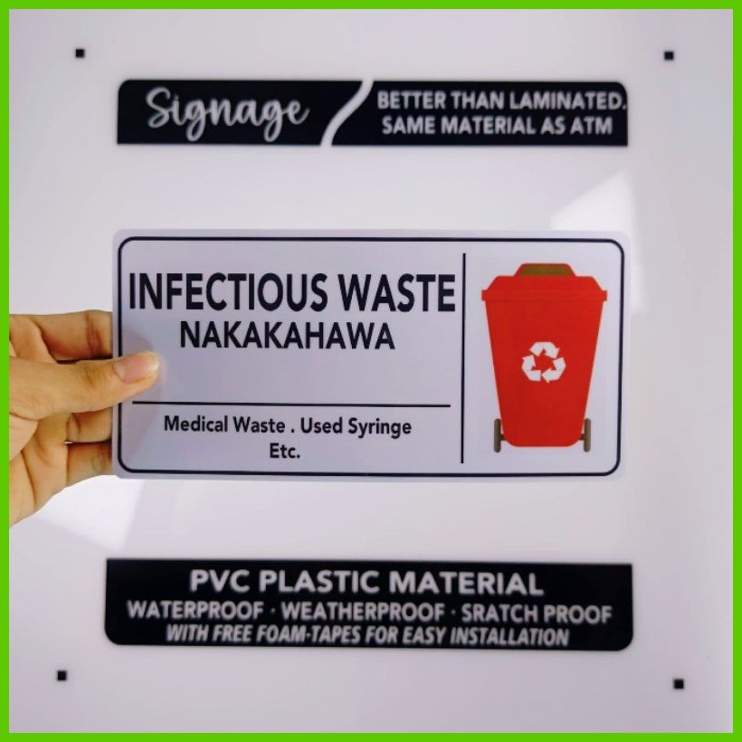 SIGNAGE - INFECTIOUS WASTE - NAKAKAHAWA - TRASH CAN SIGN - PVC PLASTIC ...