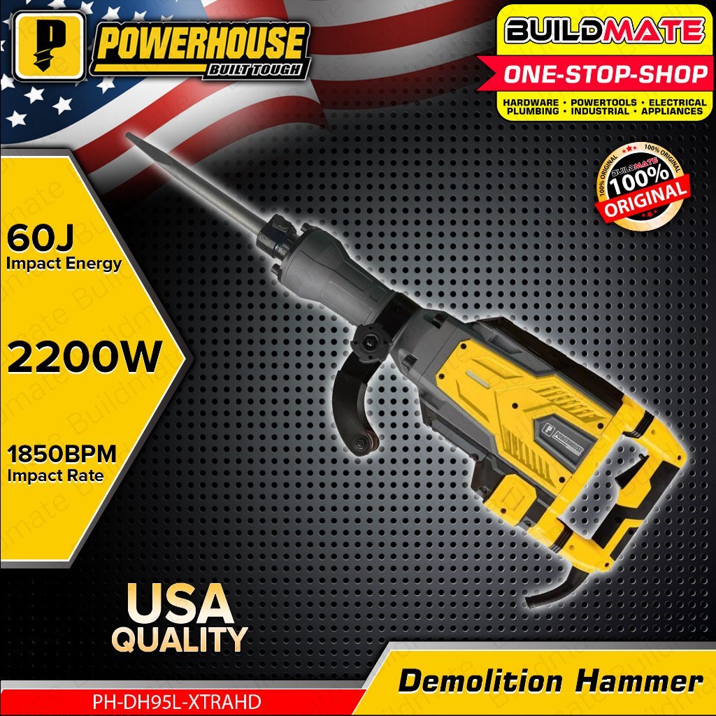 BUILDMATE 2200W 60J Powerhouse Demolition Hammer Concrete Breaker ...
