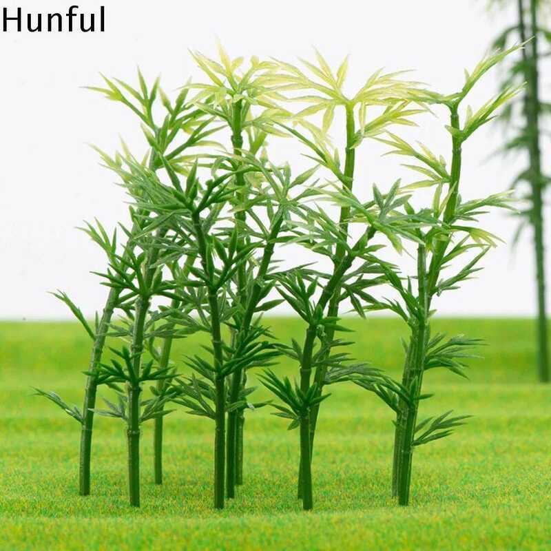 HUNFUL 10Pcs Plastic Miniature Bamboo Tree Artificial Small Micro ...