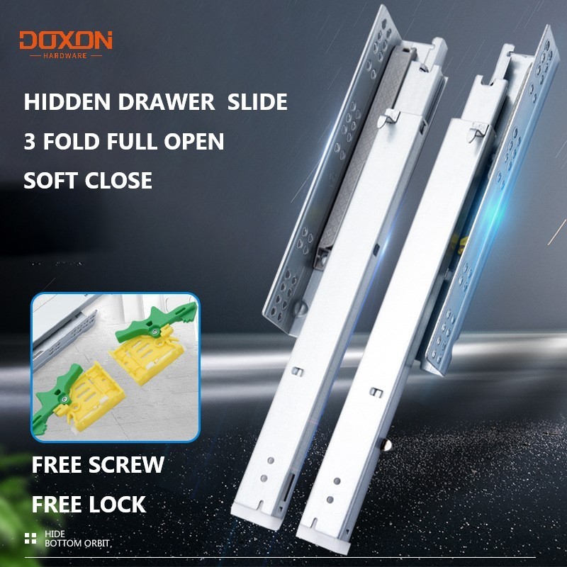 Doxon Full Extension 3 Fold Drawer Guide Undermount Hidden Drawer Slide ...