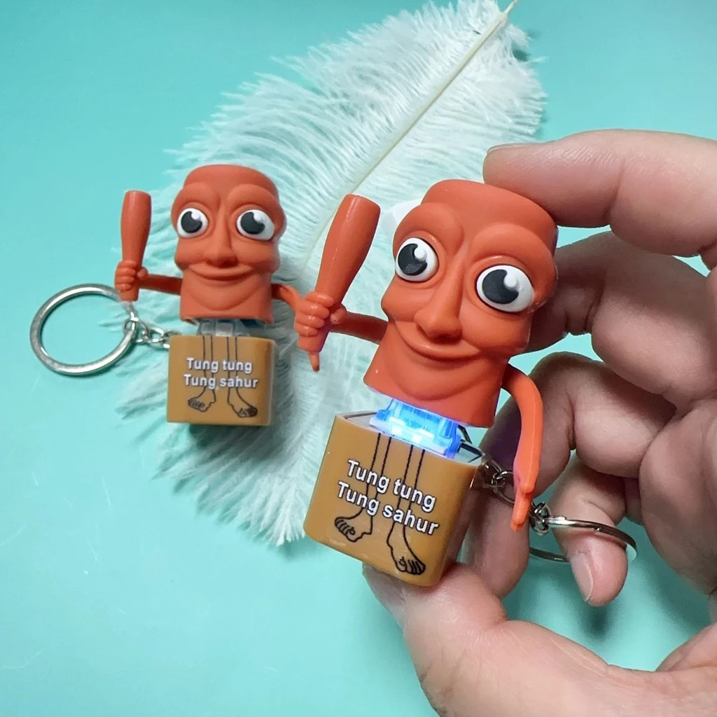 Tung Tung Sahur keychain with sound and light Backpack Key Holder Tung ...