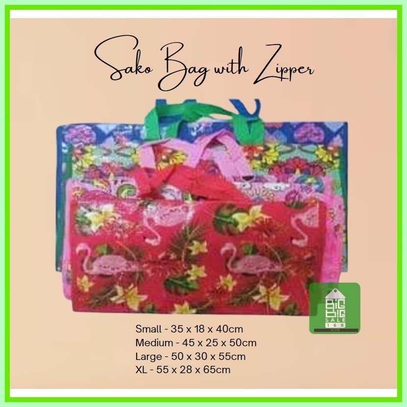 BIG SAKO bag with Zipper Makapal Storage Bag Ecobag Travel Bag | Shopee ...