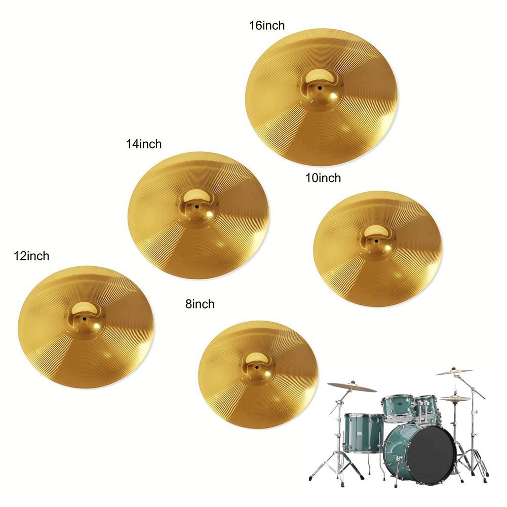 8 10 12 14 16 Inch Drum Brass Cymbals Percussion Splash Crash Hi-Hat ...