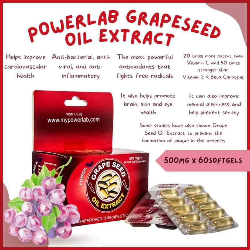 POWERLAB Power-V GRAPESEED OIL EXTRACT 500Mg X 60 SOFTGELS 325 | Shopee ...