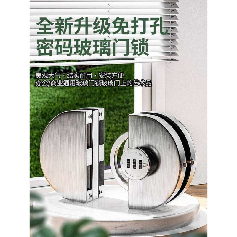Double Open Glass Single Door Household Password Push-Pull Frameless ...
