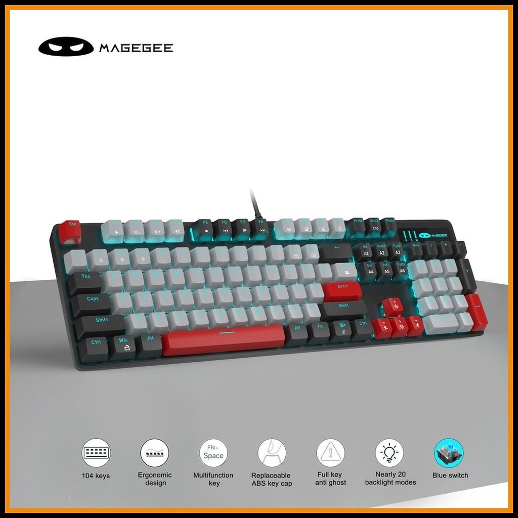 MageGee MK-storm Wired/Wireless Mechanical Gaming Keyboard Blue / Red Switch 104 Keys LED ...