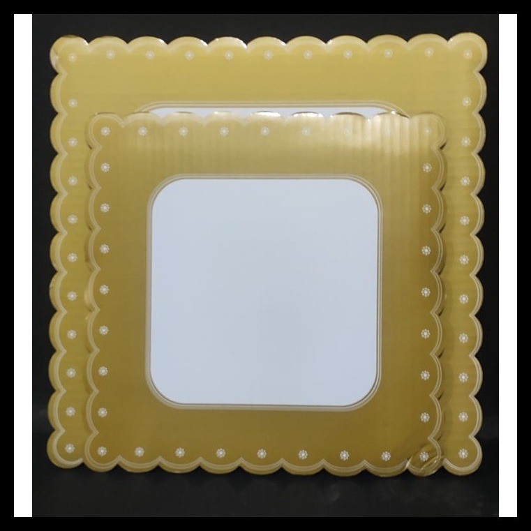 10X10 CAKE BOARD ORDINARY SCALLOP GOLD SQUARE CORRUGATED (10 PCS ...