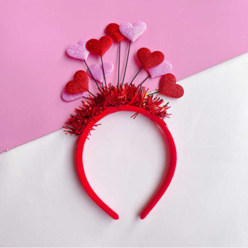 Heart Valentine's Day Headband Red Heart Peach Heart Single Party Dance ...