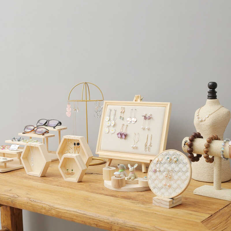 Solid Wood Creative Jewelry Display Props Earring Stand Storage ...