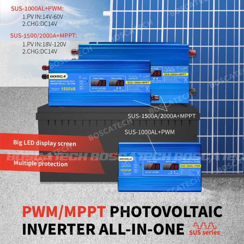 BOSCA Pwm/Mppt Photovoltaic Inverter DC 12V To AC 220V All In One SUS ...