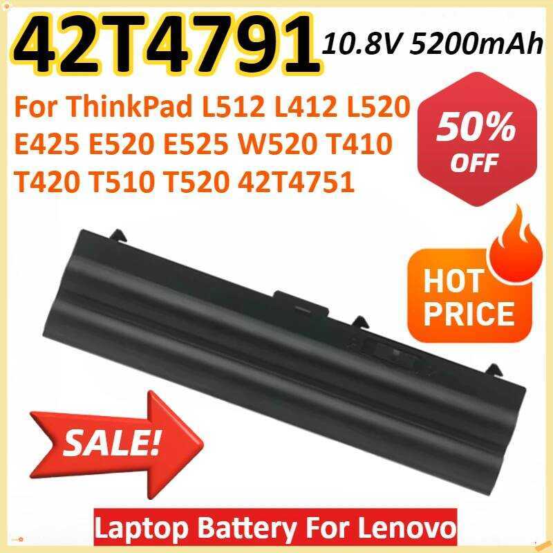 10.8V 42T4791 5200mAh Laptop Battery For Lenovo ThinkPad L512 L412 L520 ...