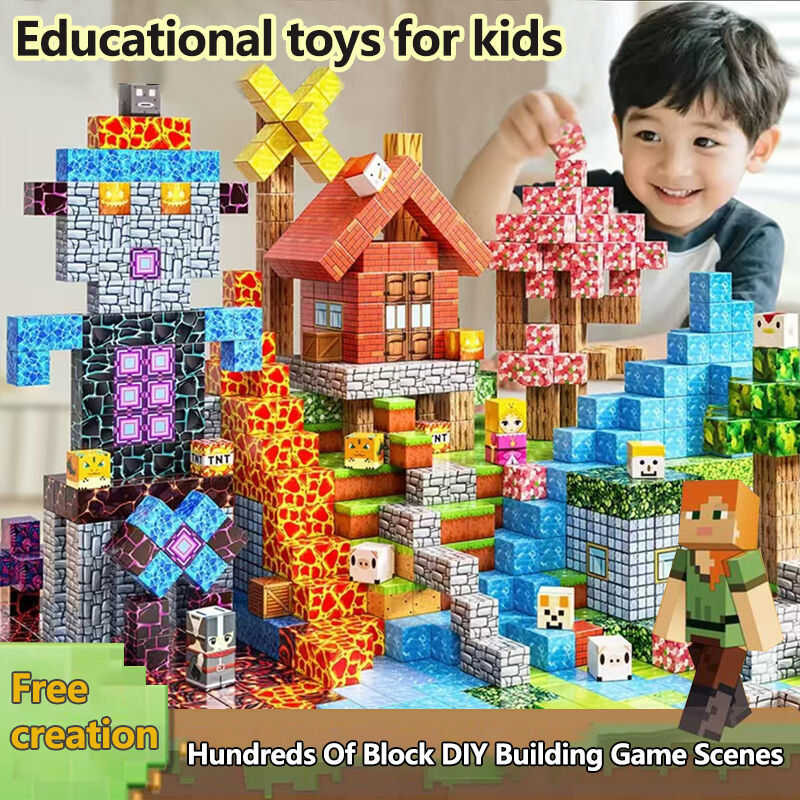 DIY Minecraft Magnetic Buildingblocks Children Educational Dly Toy ...