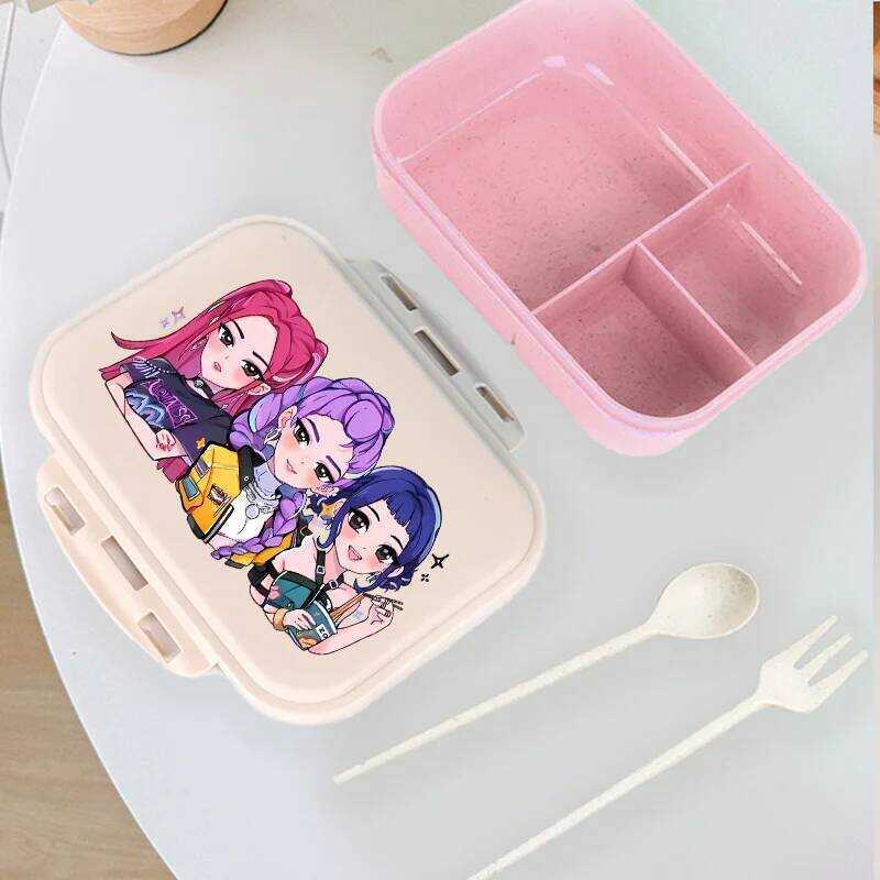 Kpop Demon Hunters Bento Box Kids Anime Huntrix Mira Zoey Lunch Boxs ...