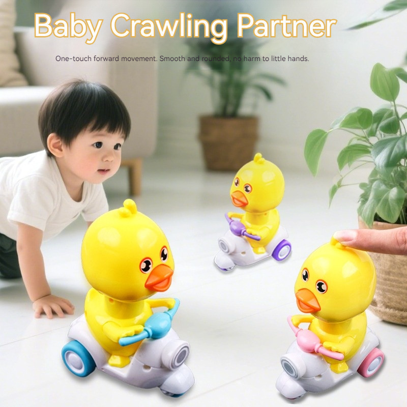 Press & Go Duckie - Inertia Powered Toddler Ride-On Toy,Cute CartoonEducational PushDuck for ...