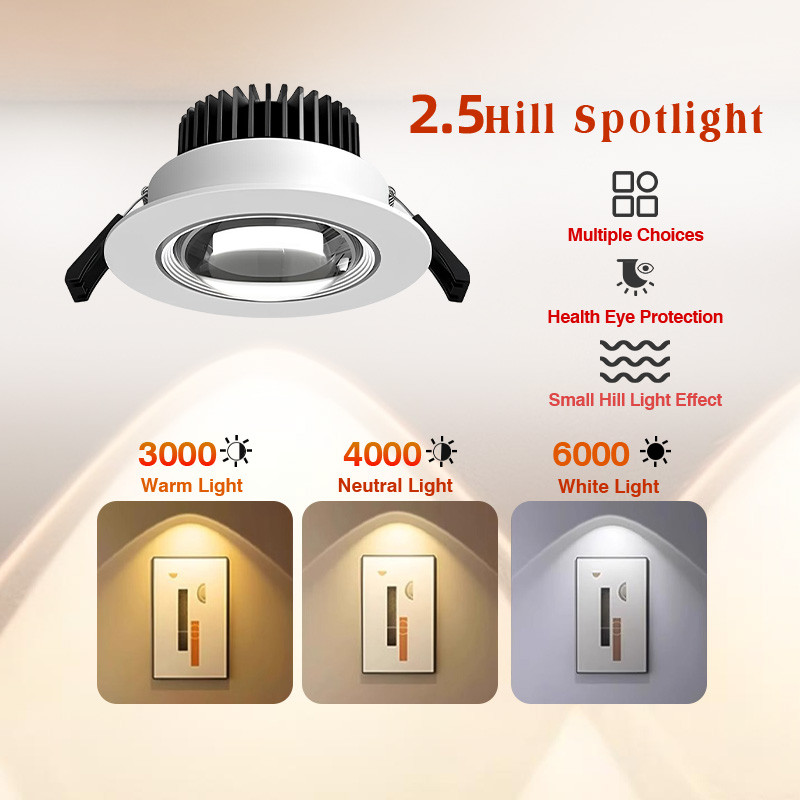 Rainbow Small Hill Spotlight LED Recessed Spotlight Double Eyelid Glare ...