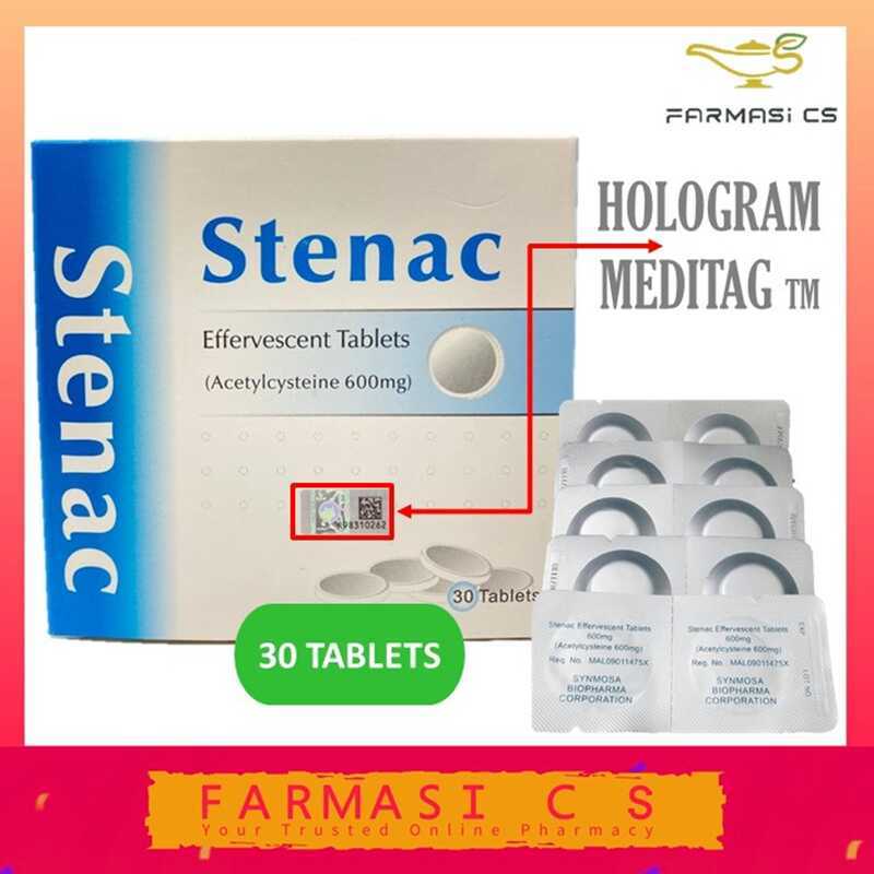 COD Stenac Effervescent Acetylcysteine 600Mg 30 Tablets Exp:12/2027 ...