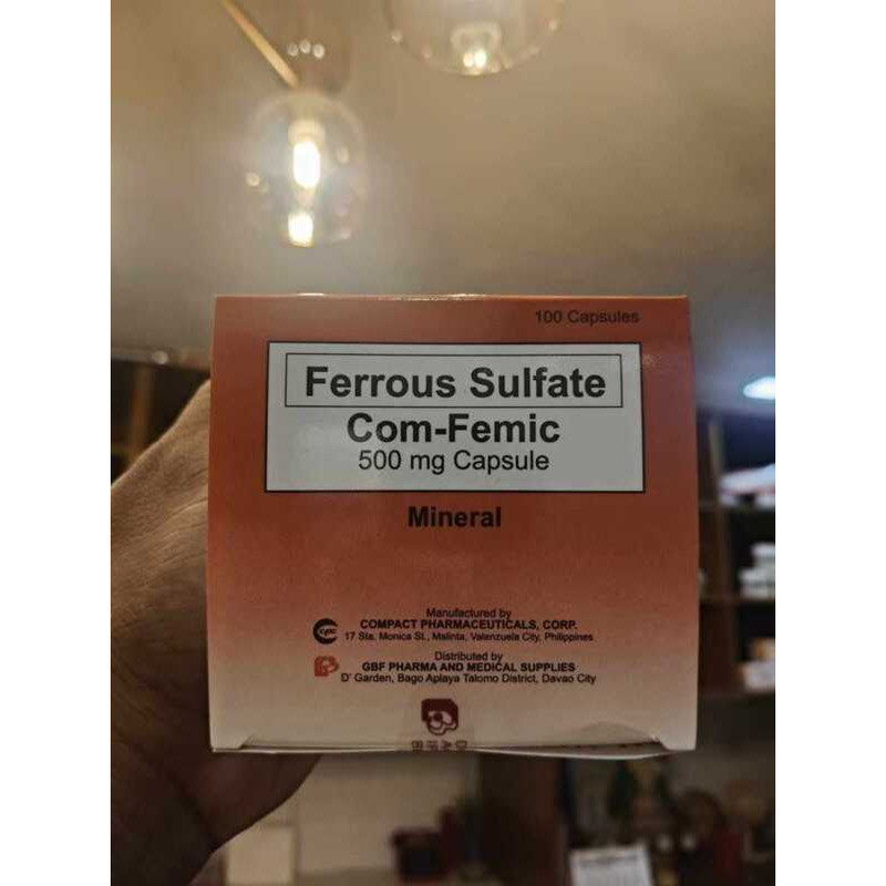 Com-Femic Ferrous Sulfate 500Mg 100 Capsule B56 | Shopee Philippines