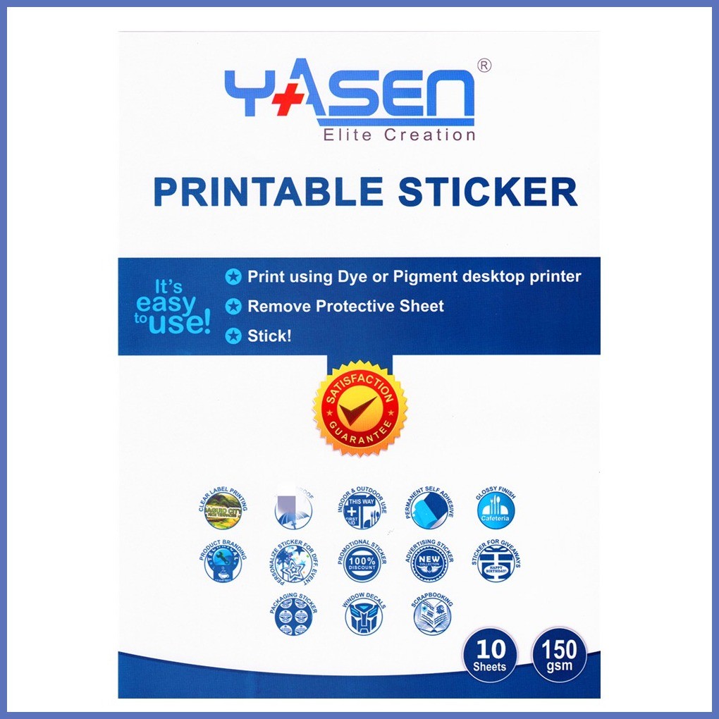 Yasen Glossy Vinyl White Transparent Label A4 printable Label of all ...