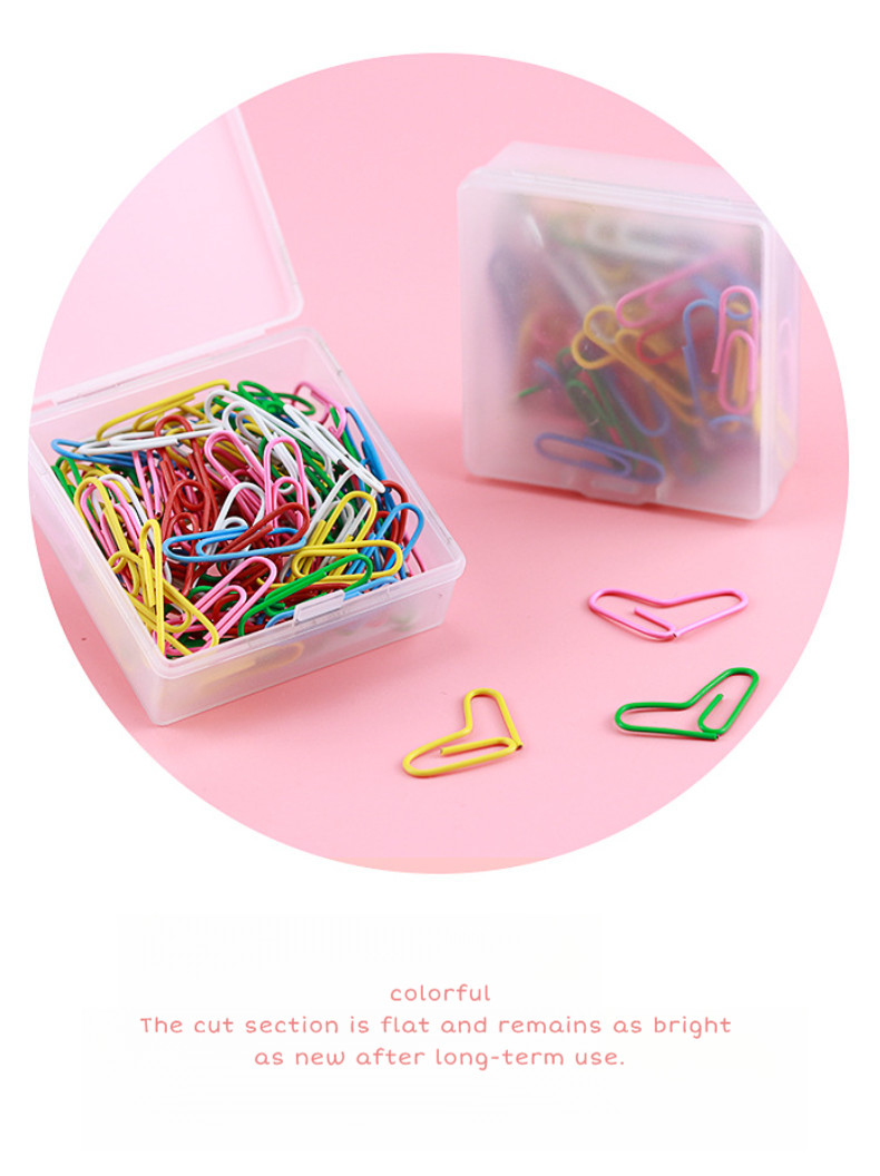 100 Pieces Office Supplies Multi-Color Paper Clips Boxed for Organizing ...