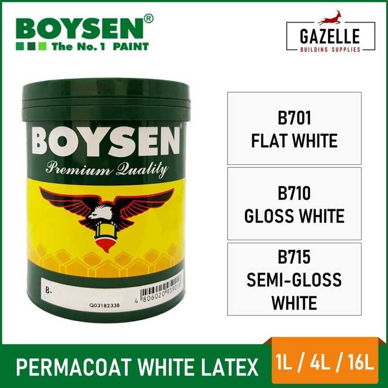 Boysen Permacoat White Latex Arcylic Paint - Flat / Semi-Gloss Gloss 1L ...