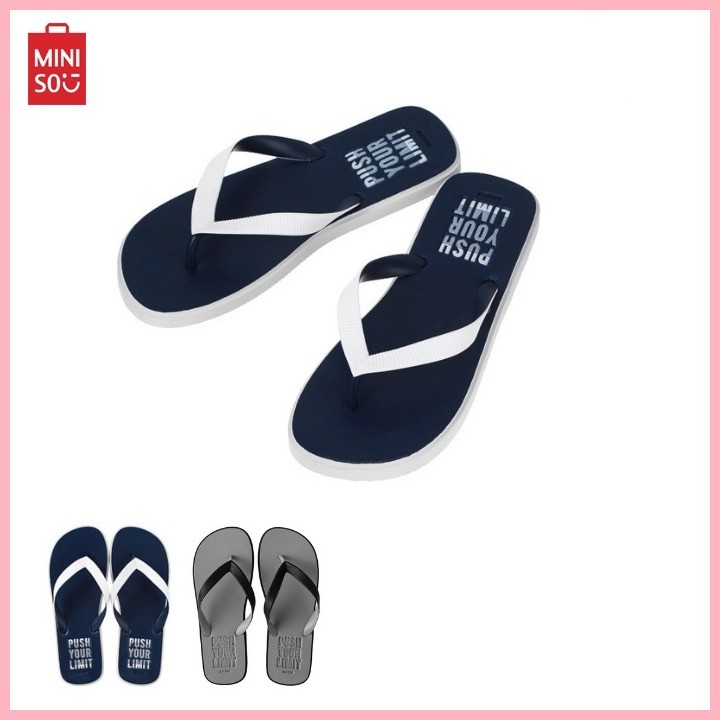 Miniso Minimalist Series Mens Flip Flops Blue Grey | Shopee Philippines
