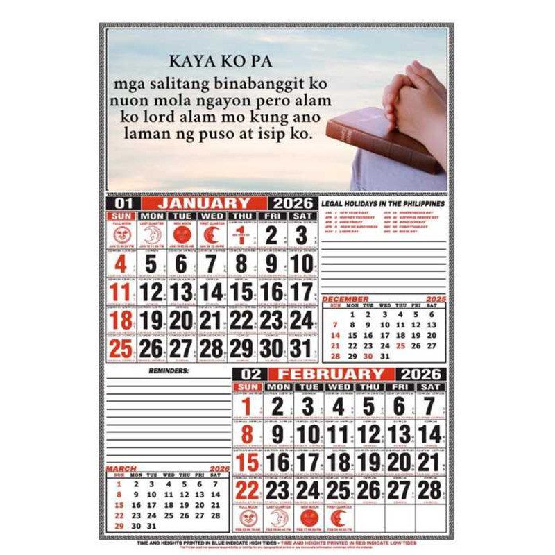 2026 Calendar Tagalog Motivational Quotes With High And Low Tide 3A4 ...