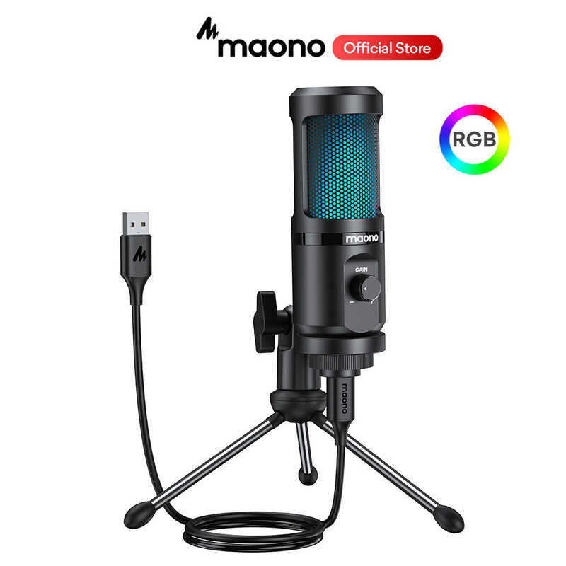 MAONO Pm461tr-Rgb Gaming USB Condenser RGB Podcast Microphone With Rgb ...