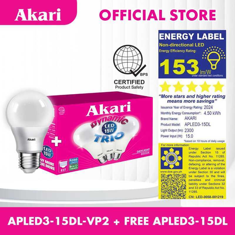 Akari 15 Watts LED Bulb Value Pack - Daylight Apled3-15Dl-Vp2 TRIO PACK ...