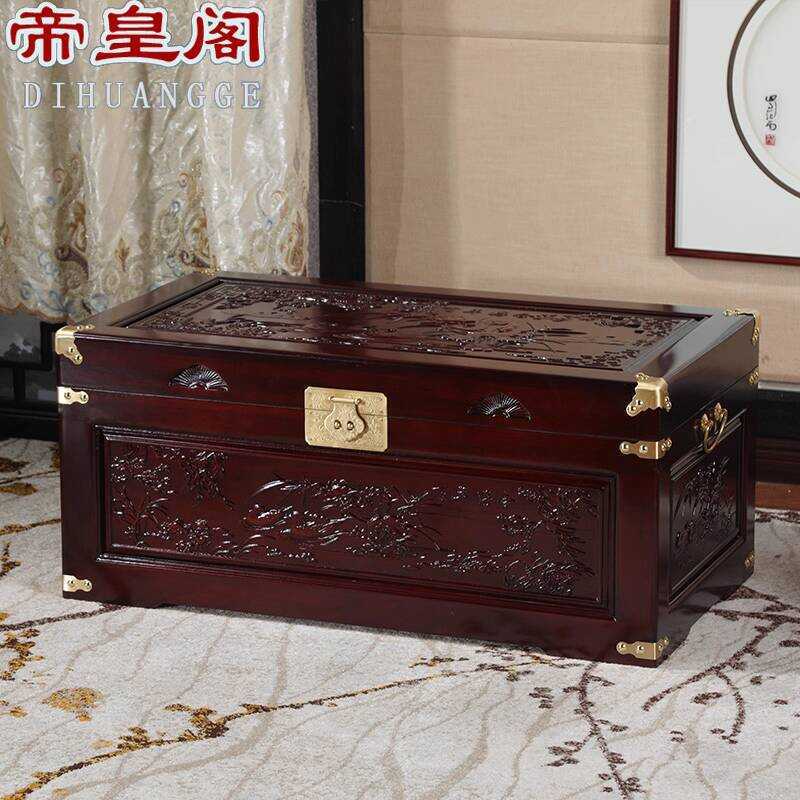 Full Camphor Wedding Solid Wood Chest Dowry Calligraphy and Painting ...