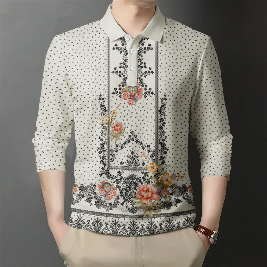 Ethnic tribal retro long sleeves polo barong for men barong tagalog for ...