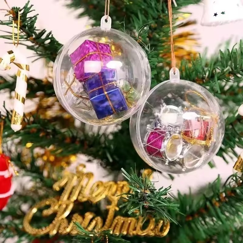 5/10Pcs 5-10CM Xmas Tree Hanging Decor - Christmas Clear Balls Pendants - DIY Plastic Ball ...