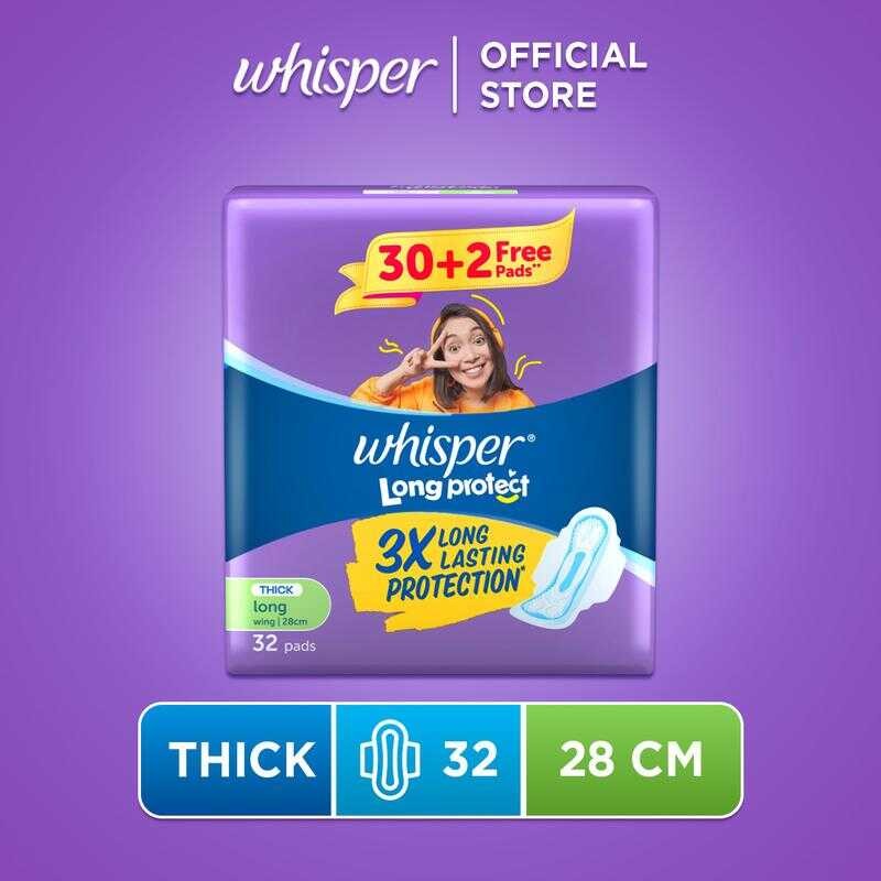 Whisper Long Protect Sanitary Napkin With Wings (2 Pads) [Regular Flow ...