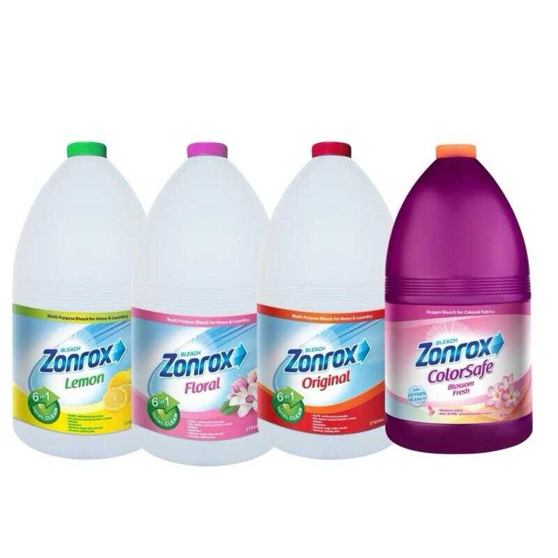 Zonrox Bleach Original/Lemon/Floral Colorsafe Gallon & 1 Liter 3 ...