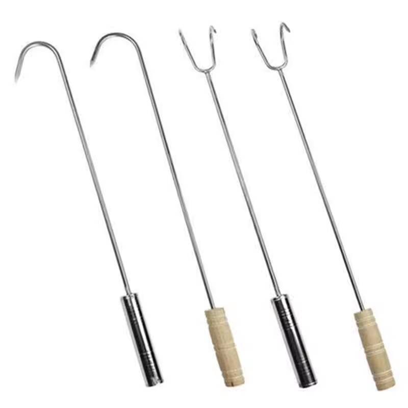 ☑♥ Long Handle Trash Pickup Hook Stainless Steel Metal Single Double ...