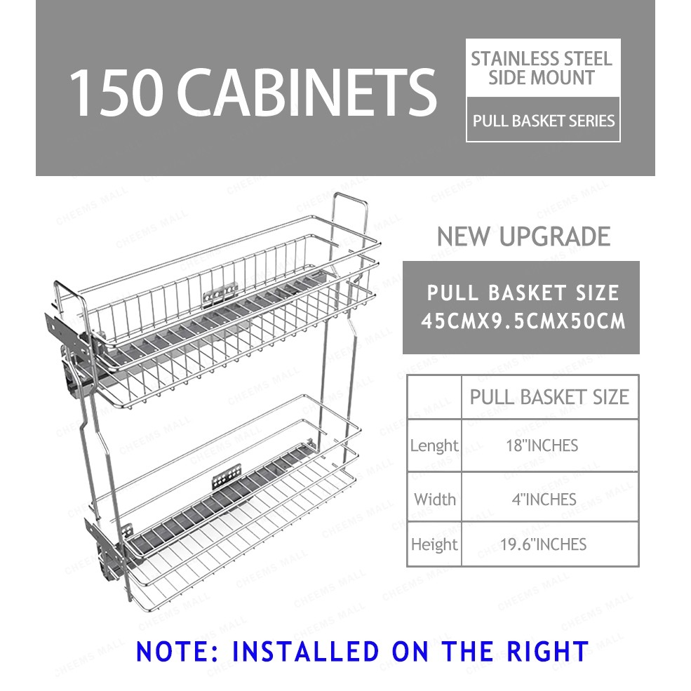 2 Layer Condiments Spice Rack Pull Out Rack Tray 304 Stainless Kitchen ...