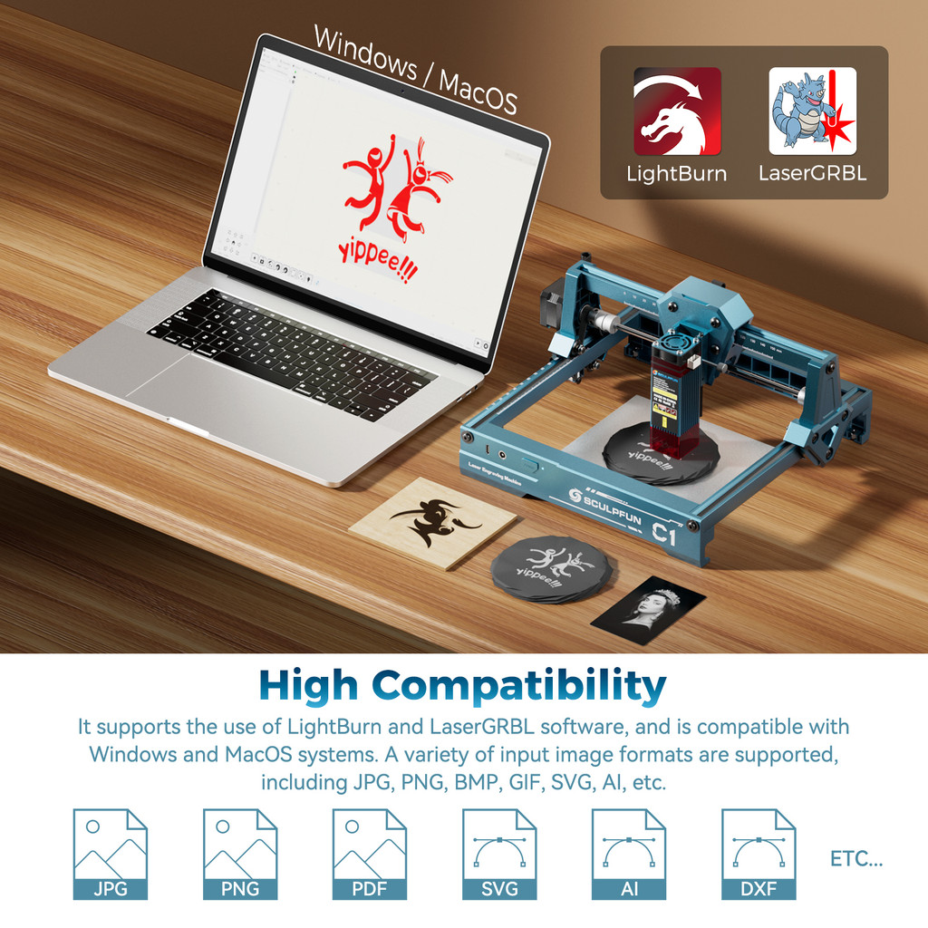 Sculpfun C1 Mini Laser Engraver Portable Laser Engraving Machine 3W ...