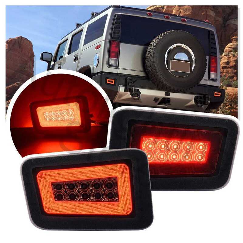 LED 2Pcs Rear Bumper Reflecter Tail For Hummer H2 2005 2006 2007 2008 ...