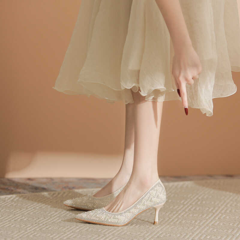French Pearl Rhinestone High Heels - Elegant Wedding Bridal Shoes with ...
