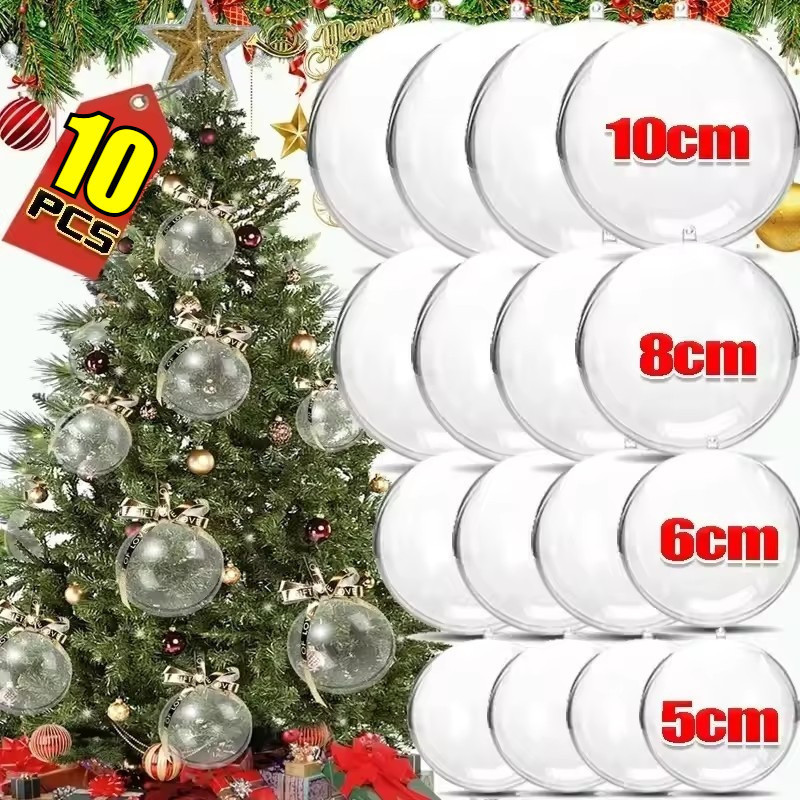 5/10Pcs 5-10CM Xmas Tree Hanging Decor - Christmas Clear Balls Pendants ...