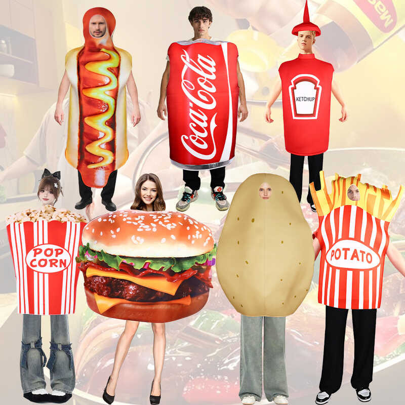 Halloween Popcorn Food Cosplay Costume Funny French Fries Costume ...