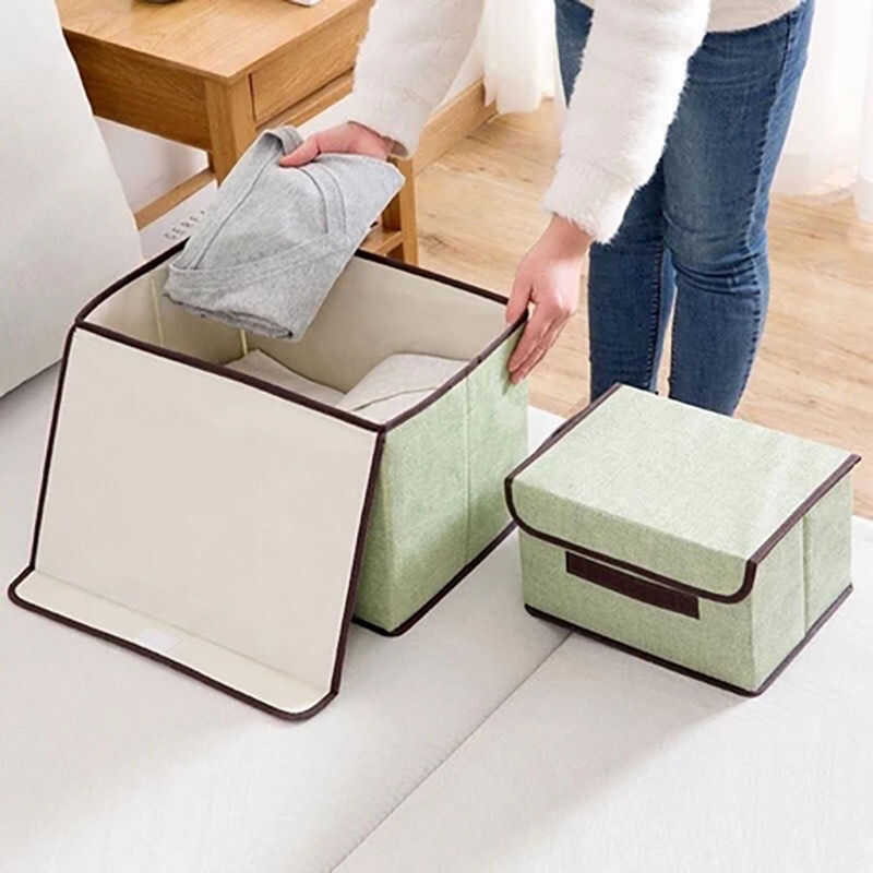 Foldable Storage Box 2 In 1 Storage Box Organizer With Cover Set ...