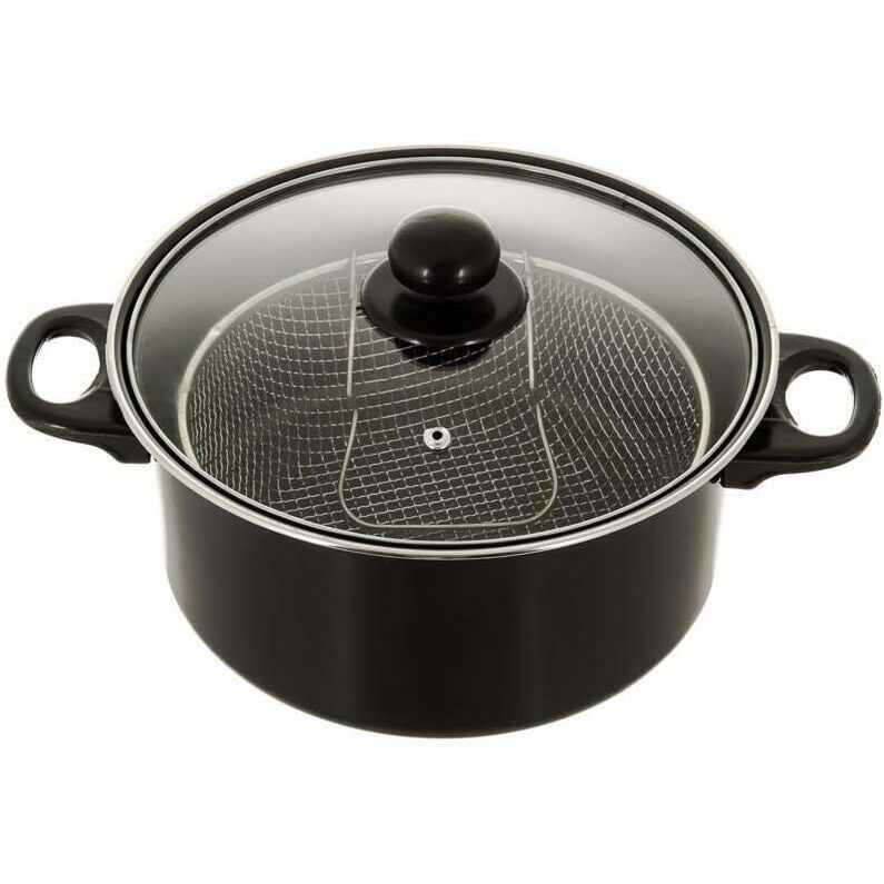 OW Large 24Cm Chip Pan Deep Fat Fryer Cooking Pot Frying Basket With ...